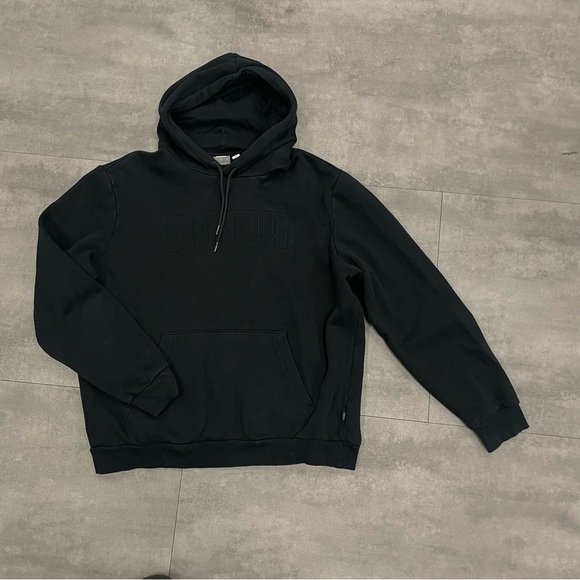 Puma | Shirts | Mens Large Puma Black On Black Hoodie | Poshmark